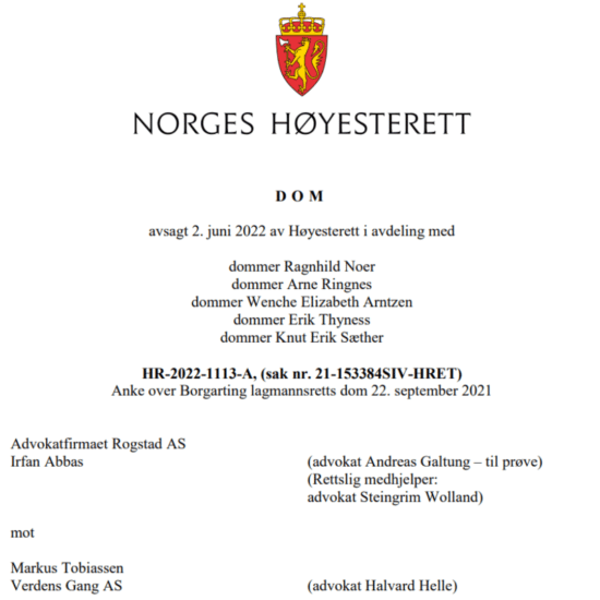 Ny dom fra høyesterett ivaretar fotografens interesser - Norges Fotografforbund